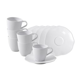 Villeroy & Boch Espressotasse VILLEROY & BOCH "Espressotassen mit Untertassen Pura 50 ml 6er Set wei&szlig;", wei&szlig;, B:11,5cm H:6,8cm &Oslash;:11,6cm, Porzellan, Trinkgef&auml;&szlig;e, Espressotasse, Sp&uuml;lmaschinenfest, Mikrowellensicher