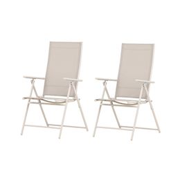 Gartenstuhl VENTURE HOME "Levanzo, 2er-Set Gartenst&uuml;hle klappbar, belastbar bis 110 kg", beige, beige, beige, B:56cm H:108cm T:59cm, PVC, Stahl, St&uuml;hle, Gartenstuhl, Stuhlset, Stahlrahmen, Textilene-Sitz, klappbar, verstellbare Lehne