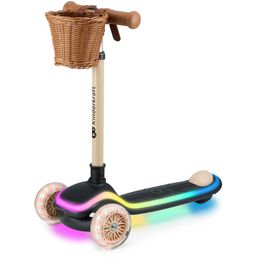 Tretroller Kinderkraft "RAKET", beige, Roller, KinderB:28cm, f&uuml;r Kinder; mit Bremse und leuchtenden Vorderr&auml;dern, B:28cm