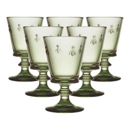 Wei&szlig;weinglas LA ROCH&Egrave;RE FRANCE "Weingl&auml;ser Biene Abeille 240 ml 6er Set", gr&uuml;n (olivengr&uuml;n), B:8,5cm H:14,1cm &Oslash;:8,5cm, Glas, Trinkgef&auml;&szlig;e, Wei&szlig;weinglas, Sp&uuml;lmaschinengeeignet