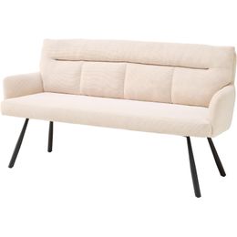 Polsterbank Stolkom "Sofia Polsterbank B/H/T 180x93x69 cm", cord hellbeige, schwarz matt, schwarz matt, B:170cm H:93cm T:69cm, Polyester, Sitzb&auml;nke, Polsterbank, Breite 180cm, Federkern im Sitz