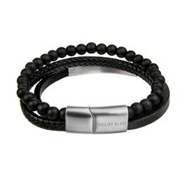 Armband PHILIPP BLANC "PBA05BS", schwarz, Armb&auml;nder, Herren, 21cm, Leder, Armband