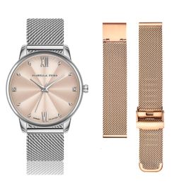 Quarzuhr ISABELLA FORD "SFB5-1", silber, rose gold, Armbanduhren, Damen, Quarzuhr