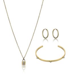 Ohrring und Ketten Set MARC LAUDER "MS011G", gold, Schmuck_Sets, Damen, 44-55cm/Inner diameter 6cm, Edelstahl, 44-55cm/Inner diameter 6 cm