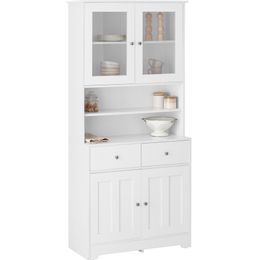 Buffet Home Affaire "Kate", wei&szlig;, B:88cm H:182cm T:38cm, Holzwerkstoff, MDF, Schr&auml;nke, Buffet, Breite 88 cm, mit Glast&uuml;ren und Holzt&uuml;ren, Metallgriffen, H&ouml;he 182 cm