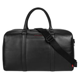 Reisetasche Bugatti "CLARK", Gr. B/H/T: 46cm x 25cm x 25cm onesize, schwarz, Leder, leicht gl&auml;nzend, unifarben, Taschen Reisetasche, echt Leder