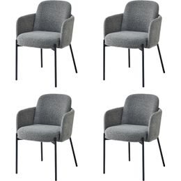 Armlehnstuhl Stolkom "Flora BxHxT 61x84x63 cm", grau, schwarz matt, schwarz matt, grau, B:61cm H:84cm T:63cm, Metall, Polyester, St&uuml;hle, Armlehnstuhl, Breite 61cm, Federkern im Sitz