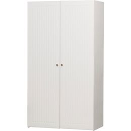 Garderobenschrank Woood "Sipke mit geschliffenem Oberfl&auml;che und HDF-R&uuml;ckwand (2-t&uuml;rig)", wei&szlig;, B:110cm H:210cm T:55cm, FSC-zertifizierter Holzwerkstoff, Schr&auml;nke, Garderobenschrank, FSC-Mix Massivkiefer, H&auml;nge- und Legbereich