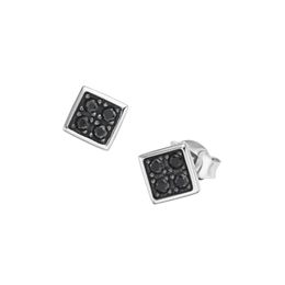 Paar Ohrstecker "carr&eacute;f&ouml;rmig mit wei&szlig;en oder schwarzen Steinen, Silber 925", schwarz, Giorgio Martello MILANO, Ohrringe, Herren, Silber 925 (Sterlingsilber)