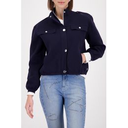 Strickjacke monari, Damen, Gr. 38, marine, Strick, Obermaterial: 91% Baumwolle, 9% Polyamid, unifarben, regular fit normal, hoch geschlossener Ausschnitt, B&uuml;ndchen, Strickjacken Strickjacke, Cargo-Stil, Regular Fit, Stehkragen, 2-Wege-Rei&szlig;verschluss