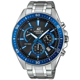 Chronograph CASIO EDIFICE, silber (blau, silberfarben), Armbanduhren, Herren, Chronograph, Quarzuhr,Armbanduhr,Herrenuhr, bis 10bar wasserdicht, Edelstahlarmband