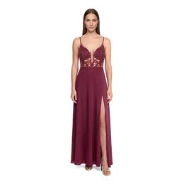 Abendkleid Vera Mont "Damen mit Stickerei", Damen, Gr. 40, Normalgr&ouml;&szlig;en, prune wine, Obermaterial: 100% Polyester. Besatz: 100% Polyamid. Futter: 100% Polyester, A-Linie lang, V-Ausschnitt, Kleider Abendkleid