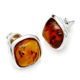Paar Ohrstecker OSTSEE-SCHMUCK "- Classic 12 x 12 mm - Silber 925/000 - Bernstein" Gr. 12, silber (silber 925, silberfarben, wei&szlig;), Ohrringe, Damen, Silber 925 (Sterlingsilber)