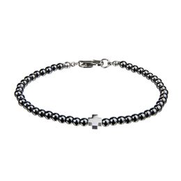 Armband PHILIPP BLANC "PBA19GS", dunkelgrau, Armb&auml;nder, Herren, 21cm, Edelstahl Stein, Edelstahl, Stein, Armband