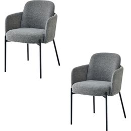 Armlehnstuhl Stolkom "Flora BxHxT 61x84x63 cm", grau, schwarz matt, schwarz matt, grau, B:61cm H:84cm T:63cm, Metall, Polyester, St&uuml;hle, Armlehnstuhl, Breite 61cm, Federkern im Sitz