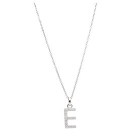 Kette mit Anh&auml;nger Smart Jewel "Buchstabe E mit Zirkonia Steine, Silber 925", silber, Halsketten, Damen, 45cm, Silber 925 (Sterlingsilber)