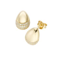 Paar Ohrstecker "mit wei&szlig;en Zirkonia, Silber 925", gold, Giorgio Martello MILANO, Ohrringe, Damen, Silber 925 (Sterlingsilber)