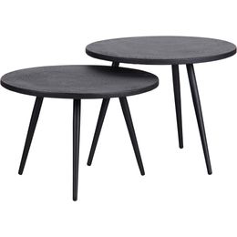 Beistelltisch Woood "Suze aus Multiplex mit Metallbeschichtung &Oslash;53x42 / &Oslash;53x36 cm", schwarz, B:53cm H:42cm T:53cm, Tische, Beistelltisch, 2er-Set, Plattendicke 2 cm, Beine aus MS-Eisen, pulverbeschichtet