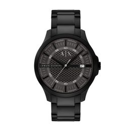Quarzuhr Armani Exchange, schwarz (schwarz, grau), Armbanduhren, Herren, Quarzuhr, Armbanduhr, Herrenuhr, Edelstahlarmband, analog, Tag