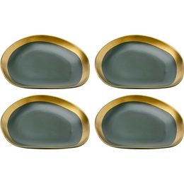 Teller KARE DESIGN "Vibrations", gr&uuml;n, H:3,2cm &Oslash;:26,7cm, Steinzeug, Speiseteller, aus Steinzeug