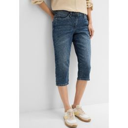 Caprijeans bonprix, Damen, Gr. 38, N-Gr, nachtblau denim, Denim/Jeans, Obermaterial: 82% Baumwolle, 17% Polyester, 1% Elasthan, regular fit, Jeans, figurformende Passform, Regular Fit, mit Komfort-Stretch