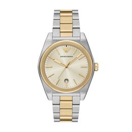 Quarzuhr Emporio Armani, gelbgoldfarben, edelstahlfarben, Armbanduhren, Herren, Quarzuhr, Armbanduhr, Herrenuhr, Edelstahlarmband, analog, Tag