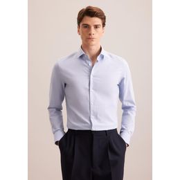 Flanellhemd Seidensticker "Schwarze Rose", Herren, Gr. L (42), normale &Auml;rmell&auml;ngen, hellblau, 100% Baumwolle, unifarben, skinny fit, 2-Knopf-Manschette, Hemden, X-Slim 1/1 Kentkragen Uni