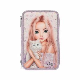 Buntstift Depesche "3-Fach Federtasche BLOOMING KITTY TOPModel 7,5 x 13 x 20 cm flieder", Kinder, lila (flieder), Kunststoff, Stifte