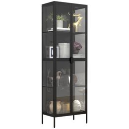 Standvitrine Vcm "Stahl Standvitrine Vitrine Schaukasten Floka XXL", schwarz, B:60cm T:35cm, Obermaterial: 100% Metall MT., Schr&auml;nke, Standvitrine