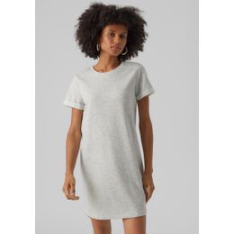 V&eacute;ro Moda Jerseykleid VERO MODA "VMSASHAMILLA SS SWEAT DRESS NOOS", Damen, Gr. XS, N-Gr, grau (light grau melange), Jersey, Obermaterial: 82% Polyester, 18% Baumwolle, meliert, normal, Rundhals, Kleider Jerseykleid, Sommerkleid