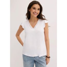 T-Shirt bonprix "Shirt aus Viskose-Mix", Damen, Gr. 40/42 (M), wei&szlig;, Obermaterial: 95% Viskose, 5% Elasthan, bequem, Shirts T-Shirt, bequeme Passform, Kurzarm-Design, f&uuml;r vielseitige Anl&auml;sse