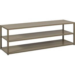 TV-Regal Woood "Teun mit pulverbeschichtetem Metall und offenem Rahmen", klei grau, B:120cm H:40cm T:35cm, Metall, Regale, Pulverbeschichtetes Metall, Tragkraft Deckplatte 30 kg