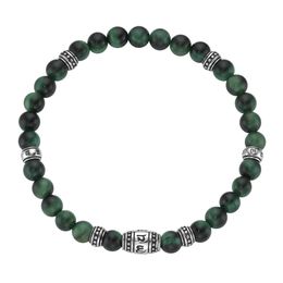 Armband "mit gr&uuml;nem Tigerauge oder Muschelkern-Perlen, Silber 925", gr&uuml;n, Giorgio Martello MILANO, Armb&auml;nder, Herren, 20cm, Silber 925 (Sterlingsilber), Armband