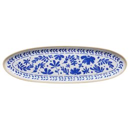 Tablett APS, blau, wei&szlig;, B:16,5cm H:2,5cm L:52,5cm, Melamin, Tabletts, Melamin, innen: Dekor, blau / wei&szlig;,au&szlig;en: beige