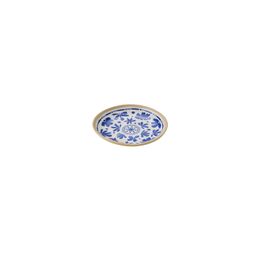 Teller APS "FLORYN", blau, wei&szlig;, B:15,5cm H:2cm L:15,5cm &Oslash;:15,5cm, Melamin, Speiseteller, H: 2 cm, Melamin, innen: Dekor, blau/wei&szlig;, au&szlig;en: beige