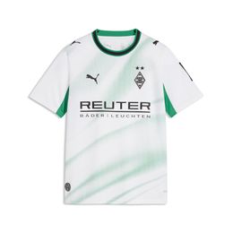 Fu&szlig;balltrikot Puma "BMG HOME JERSEY REPLICA JR", M&auml;dchen, Gr. 128, Puma wei&szlig;, archive gr&uuml;n, Web, Obermaterial: 100% Polyester, bedruckt, regular fit normal, Rundhals, Trikots Fu&szlig;balltrikot, f&uuml;r Jugendliche, mit DryCELL-Technologie, atmungsaktiv
