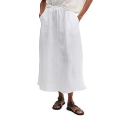 Marc O'Polo Webrock MARC O'POLO "mit elastischem Bund", Damen, Gr. 42, wei&szlig;, Obermaterial: 100% Leinen, unifarben, l&auml;ssig geschnitten lang, R&ouml;cke