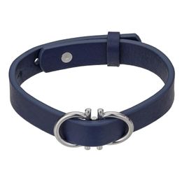 Armband PHILIPP BLANC "PBA40LS", dunkelblau, silber, Armb&auml;nder, Herren, 23,5cm, Edelstahl Leder, Edelstahl, Leder, Armband