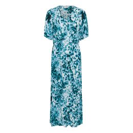 Midikleid Kaffe "Kleid KAisolde", Damen, Gr. 36, N-Gr, blau (teal leopard print), Obermaterial: 100% Viskose LENZING ECOVERO CV LenzEcov., Kleider Midikleid