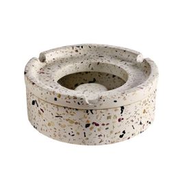Aschenbecher APS "TERRAZZO", terrazzooptik, B:10,5cm H:5cm T:10,5cm &Oslash;:10,5cm, Beton, M&uuml;lleimer, Aschenbecher, Beton, Terrazzooptik, mit m&ouml;belschonender Unterseite