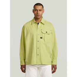 G-Star Raw Langarmshirt G-STAR "Pleated Boxy Shirt Long Sleeve", Herren, Gr. L, bright chartreuse gd, Obermaterial: 100% Baumwolle, Shirts Langarmshirt