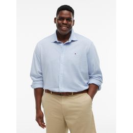 Tommy Hilfiger Big & Tall Langarmhemd "BT-KNIT PIQUE FEATHERWEIGHT SLIMFIT", Herren, Gr. 4XL, N-Gr, light blau heather, Web, Obermaterial: 100% Baumwolle, TOMMY HILFIGER BIG & TALL, meliert, schmal normal, Manschette, Hemden, Gro&szlig;e Gr&ouml;&szlig;en