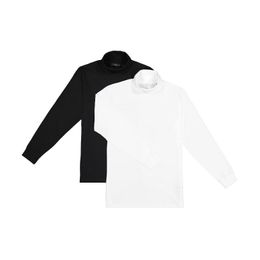 Rollkragenshirt Ragman "Set:", Herren, Gr. L, schwarz-wei&szlig; (wei&szlig; schwarz, 001), Jersey, Baumwolle, regular fit, Shirts