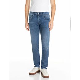 Replay Herren Slim-fit-Jeans "Anbass Superstretch"medium blau c009, Gr. 34, Denim/Jeans, Obermaterial: 90% Baumwolle, 8% Polyester, 2% Elasthan,