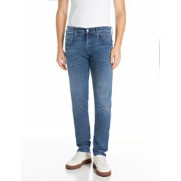 Replay Herren Slim-fit-Jeans "Anbass Superstretch"medium blau c009, Gr. 29, Denim/Jeans, Obermaterial: 90% Baumwolle, 8% Polyester, 2% Elasthan,