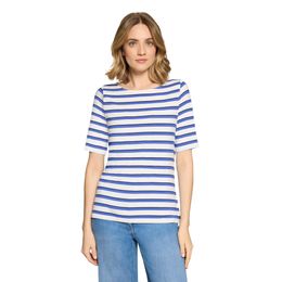 Kurzarmshirt Betty Barclay "Damen mit U-Boot-Ausschnitt", Damen, Gr. 36, wei&szlig;, blau, Jersey, Obermaterial: 95% Viskose, 5% Elasthan, tailliert normal, U-Boot-Ausschnitt, Shirts