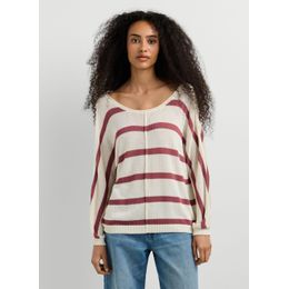 Strickpullover Pepe Jeans "ALBERTA", Damen, Gr. L, schwarz blush pink, Strick, Obermaterial: 100% Baumwolle, gestreift, l&auml;ssig geschnitten h&uuml;ftbedeckend, Rundhals, Rippstrickb&uuml;ndchen, Pullover Strickpullover, im Streifen-Design, locker geschnitten
