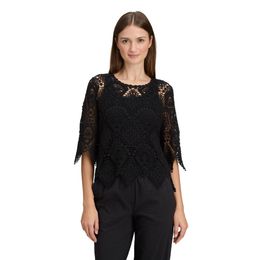 BETTY & CO Kurzarmshirt BETTY & CO "Damen mit Lochmuster", Damen, Gr. 34, schwarz, Strick, Obermaterial: 85% Baumwolle, 15% Polyester, loose fit normal, Rundhals, Shirts