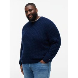 Tommy Hilfiger Big & Tall Rundhalspullover "BT-MOCK CABLE CREW NECK", Herren, Gr. 4XL, carbon navy, Strick, Obermaterial: 100% Baumwolle, TOMMY HILFIGER BIG & TALL, normal normal, Rundhals, Rippb&uuml;ndchen, Pullover Rundhalspullover, Gro&szlig;e Gr&ouml;&szlig;en