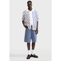 REDEFINED REBEL EST. 2013 Kurzarmhemd REDEFINED REBEL "Redefined Rebel Shirt RRFabian Shirt Crochet BOXY FIT", Herren, Gr. M, bunt (victoria blau), Web, 100% Acryl, Hemden
